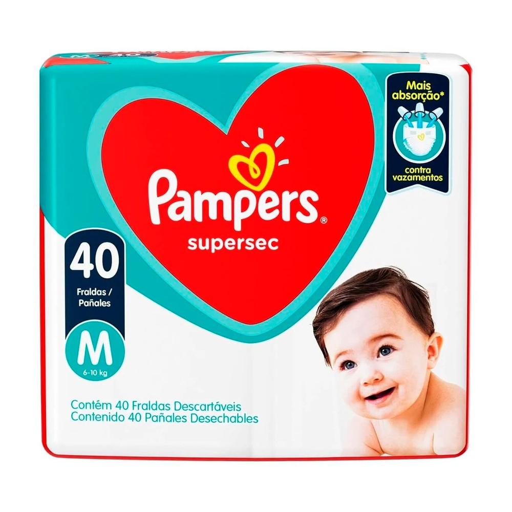 Fralda Descartável Pampers Supersec Tamanho M com 40 Unidades - Farmais