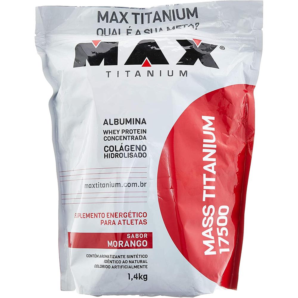 Hipercalórico Mass Titanium 17500 Max Titanium Sabor Morango 1,4kg ...