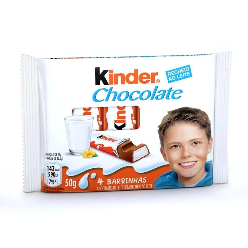 Chocolate ao Leite Kinder com 4 Unidades com 12,5g - Farmais